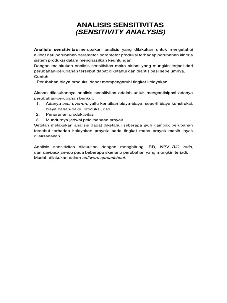 Analisis Sensitivitas | PDF