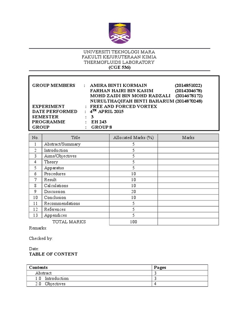 Experiment 2 Free and Forced Vortex | PDF | Vortices | Rotation Around A Fixed Axis