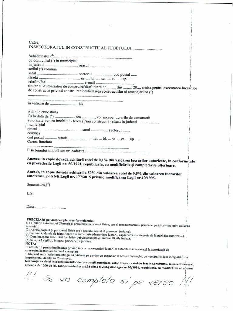 Anunt Incepere Lucrari - Isc | PDF