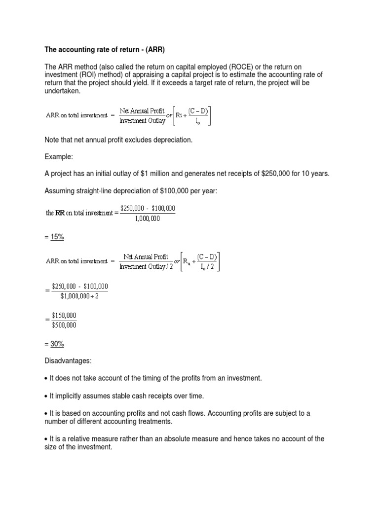 The Accounting Rate Of Return Arr Pdf Investing Capitalism
