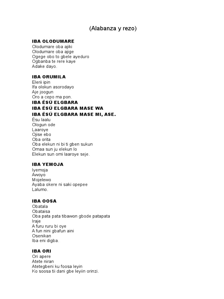 Ijuba - y Oriki | PDF | Espiritualidad | Religión étnica