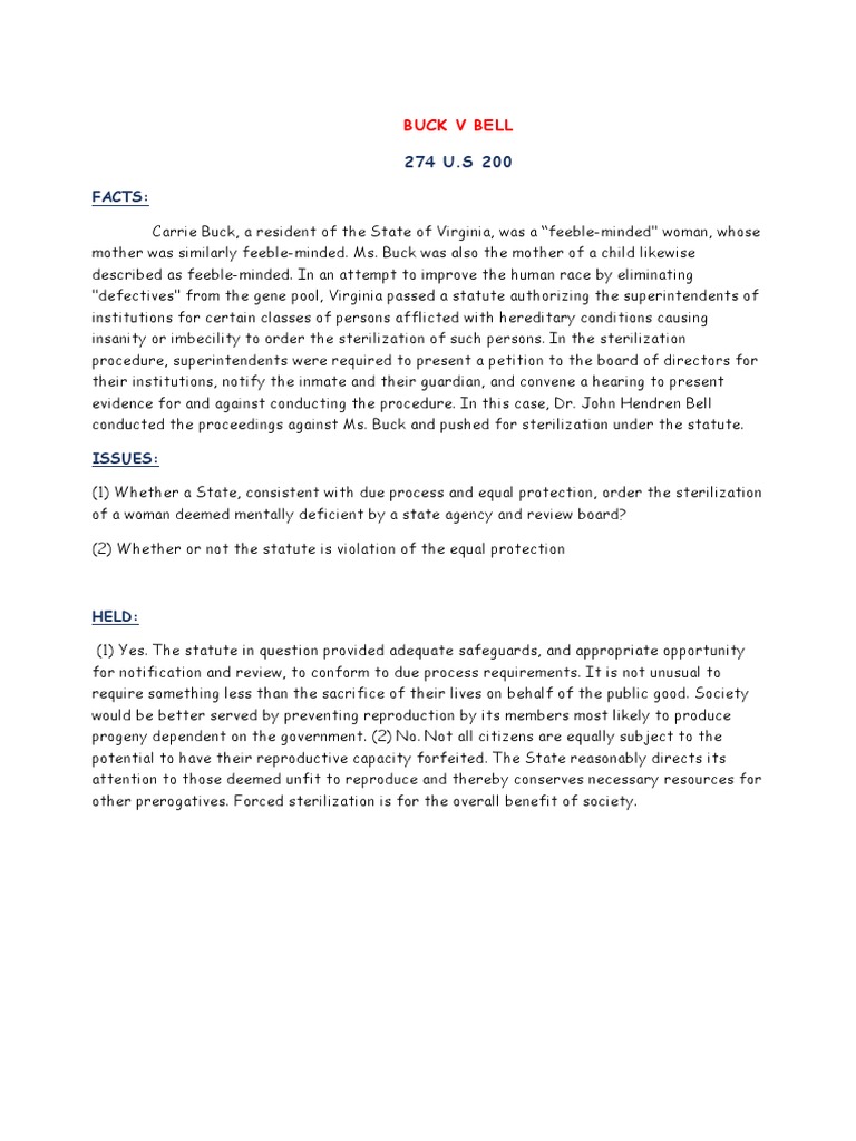 Facts:: Buck V Bell | PDF