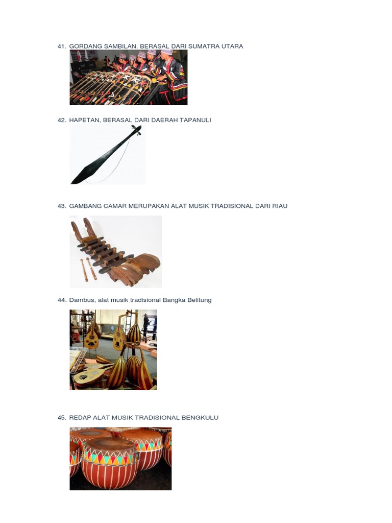 Alat Musik Tradisional Indonesia | PDF