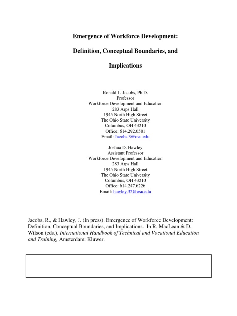 Emergence of Workforce Development Definition, Conceptual Boundaries ...