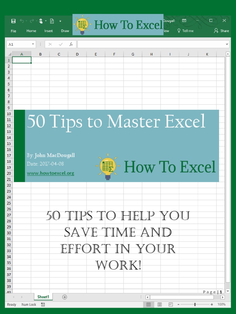 0HowToExcel Ebook - 50 Tips To Master Excel 2017-04-23 | PDF ...