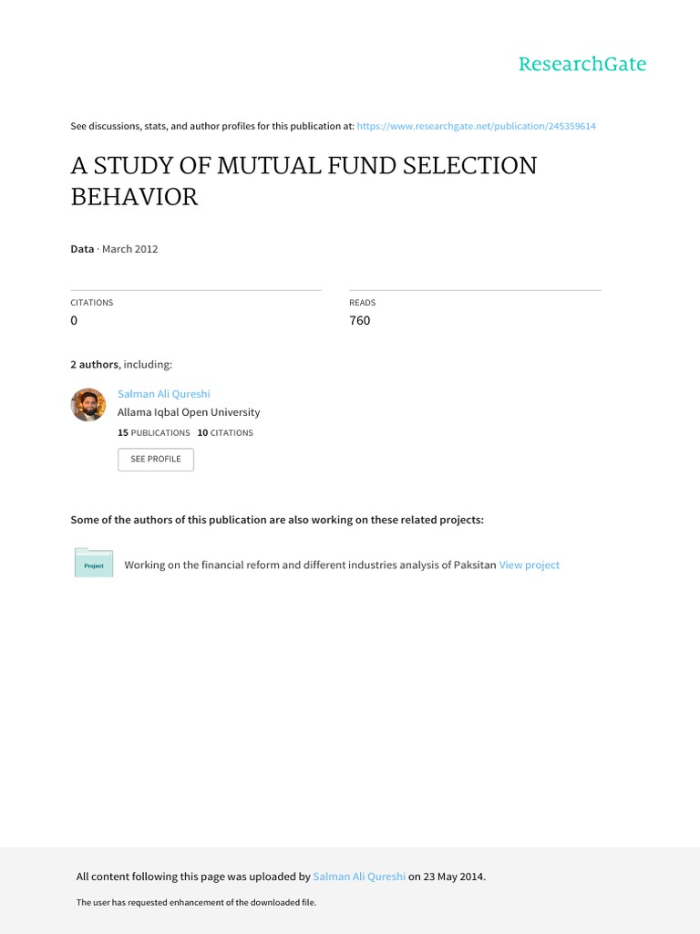 Study of Mutual Funds Election | PDF | Investor | Mutual Funds