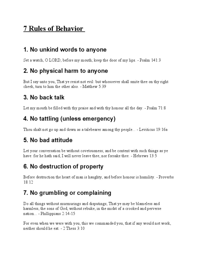 7 Rules of Behavior | PDF