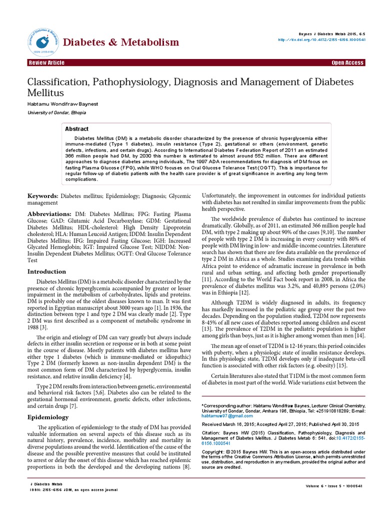 Classification Pathophysiology Diagnosis of DM | PDF | Diabetes ...
