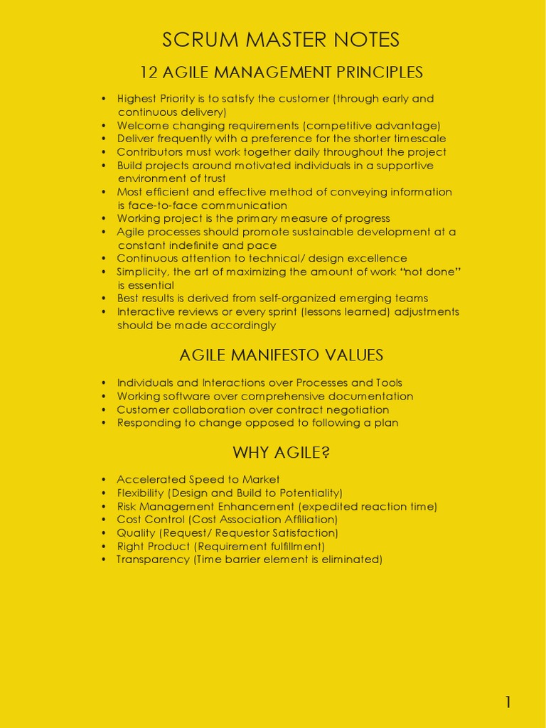 Scrum Master Notes | PDF | Scrum (Software Development) | Agile ...