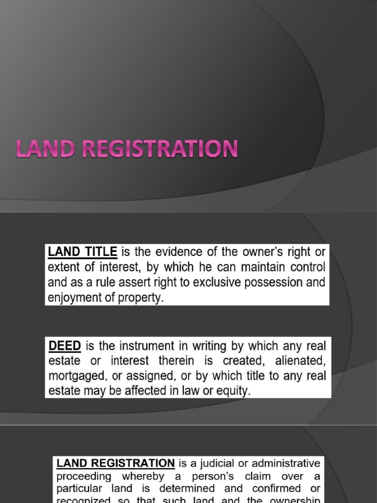Land Registration | Title (Property) | Deed