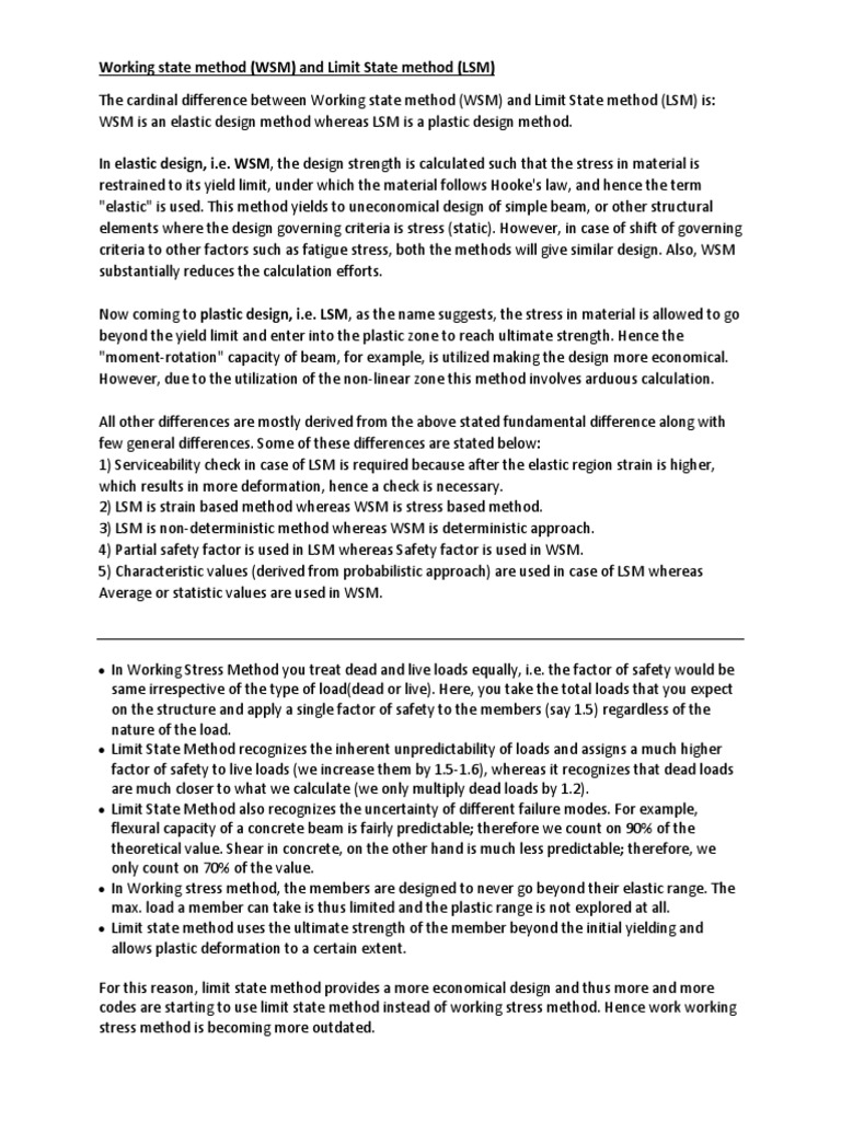 Working State Method (WSM) and Limit State Method (LSM) | PDF ...