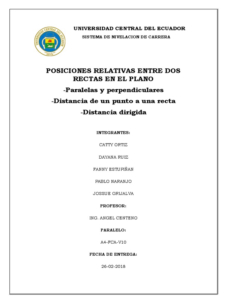 Posiciones Relativas de Una Recta Trabajo Grupal | PDF | Línea (geometría) | Pendiente