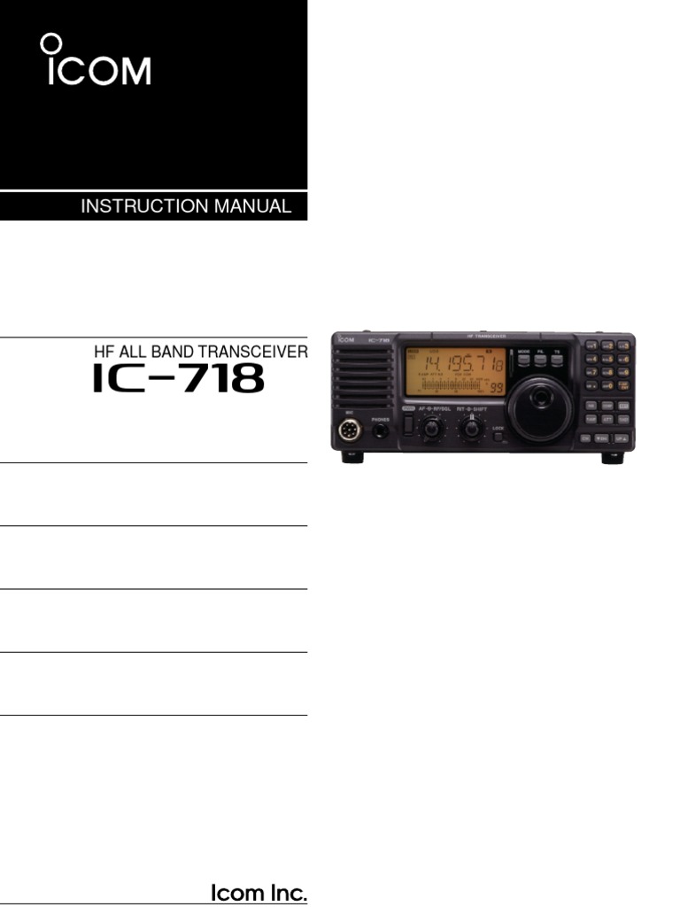 Icom IC 718 Instruction Manual | PDF | Microphone | Electrical Connector