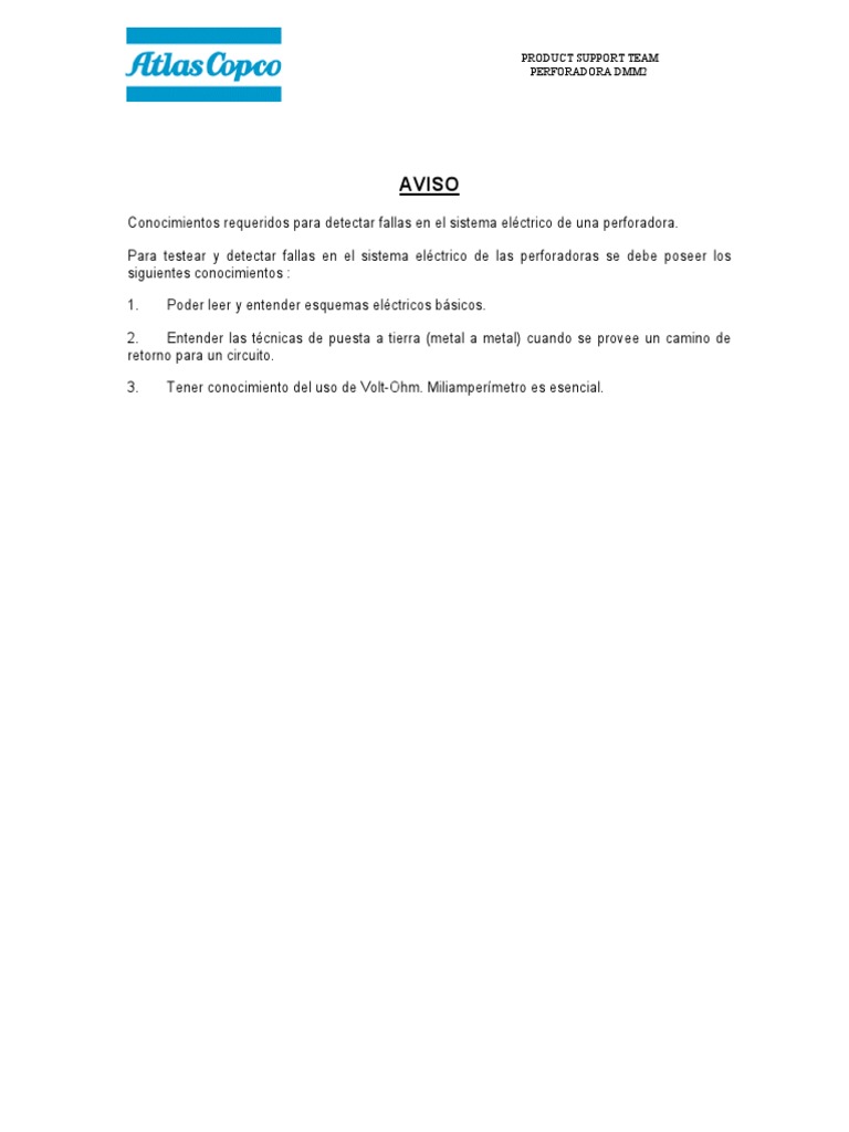 Perforadora Atlas DMM2 Diagrama Electrico | PDF | Relé | Frecuencia