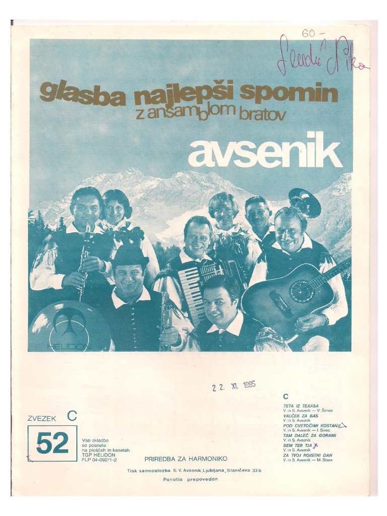 Avsenik Album Za Harmoniko Zvezek 52 PDF | PDF