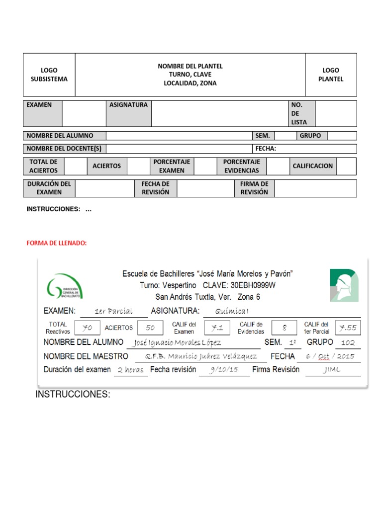 3 Formato Encabezado Examen | PDF