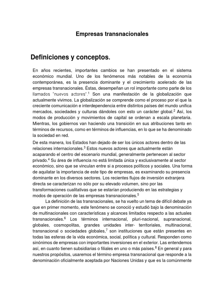 Definición y características de transnacionales | PDF | Corporación ...