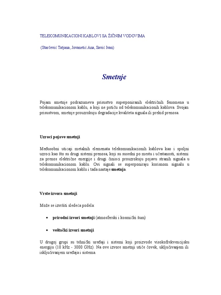 Kablovska Kanalizacija | PDF