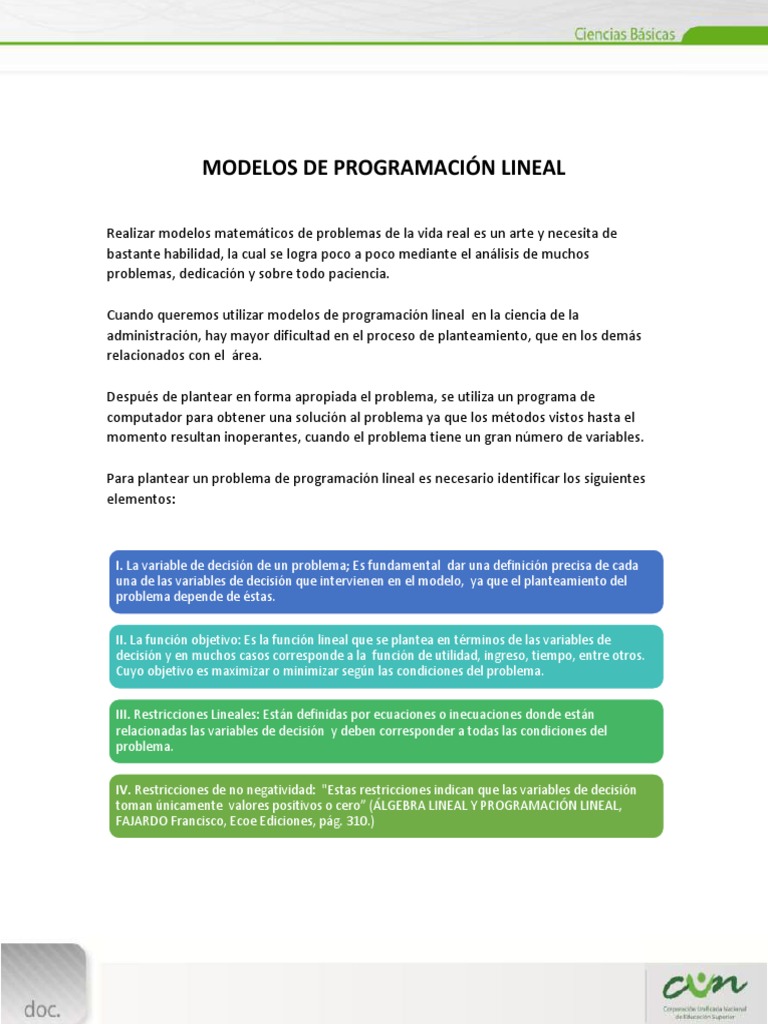 Lectura 2. Modelos de Programación Lineal | PDF | Programación lineal ...