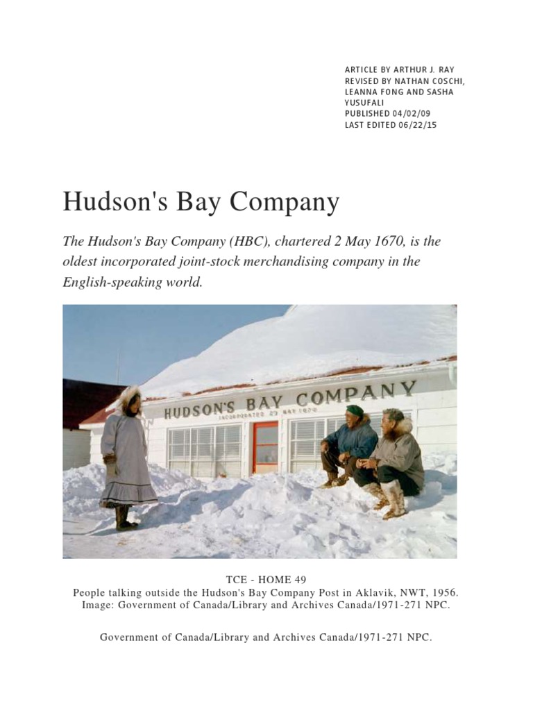 Hudsons Bay Company | PDF | Fur Trade | Retail