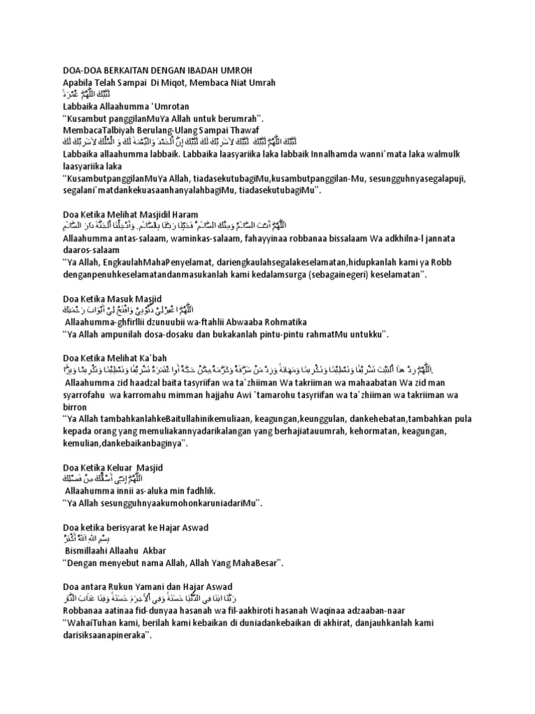 DOA Umrah | PDF