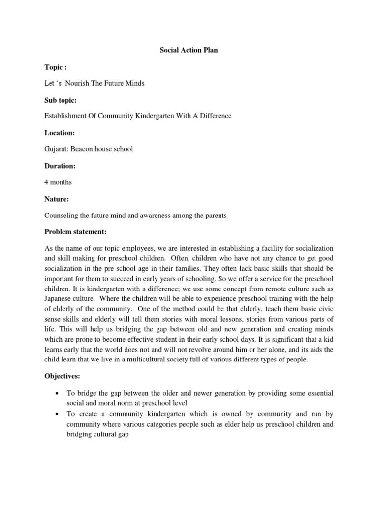 Social Action Plan Topic | PDF
