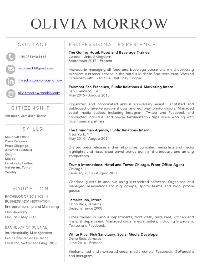 CV - Olivia Morrow Uk | PDF | Jamaica | Facebook