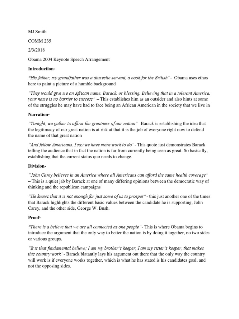 Obama 2004 Keynote Speech | PDF | Barack Obama | The United States