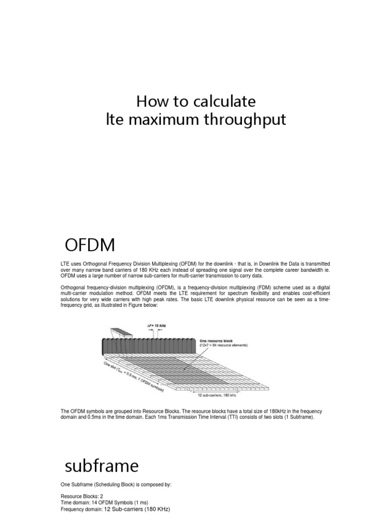 How To Calculate Lte Maximum Throughput | PDF | Orthogonal Frequency ...