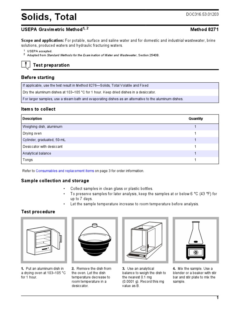Solids, Total: USEPA Gravimetric Method Method 8271 | Download Free PDF ...