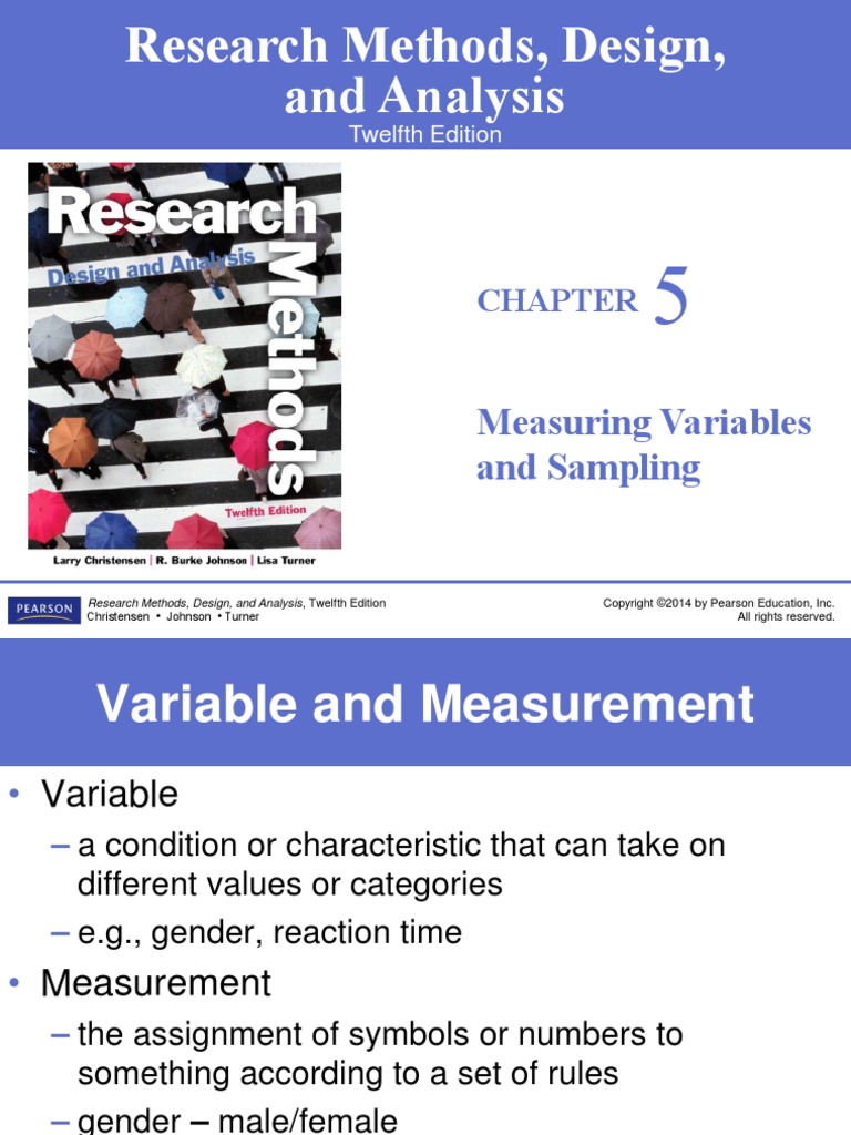 Chapter 5 - Measuring Variables and Sampling | PDF | Validity (Statistics) | Level Of Measurement
