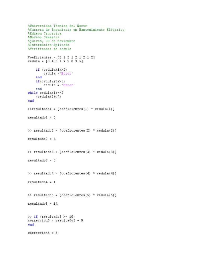 Verificación de cédula de identidad ecuatoriana mediante algoritmo de validación | PDF