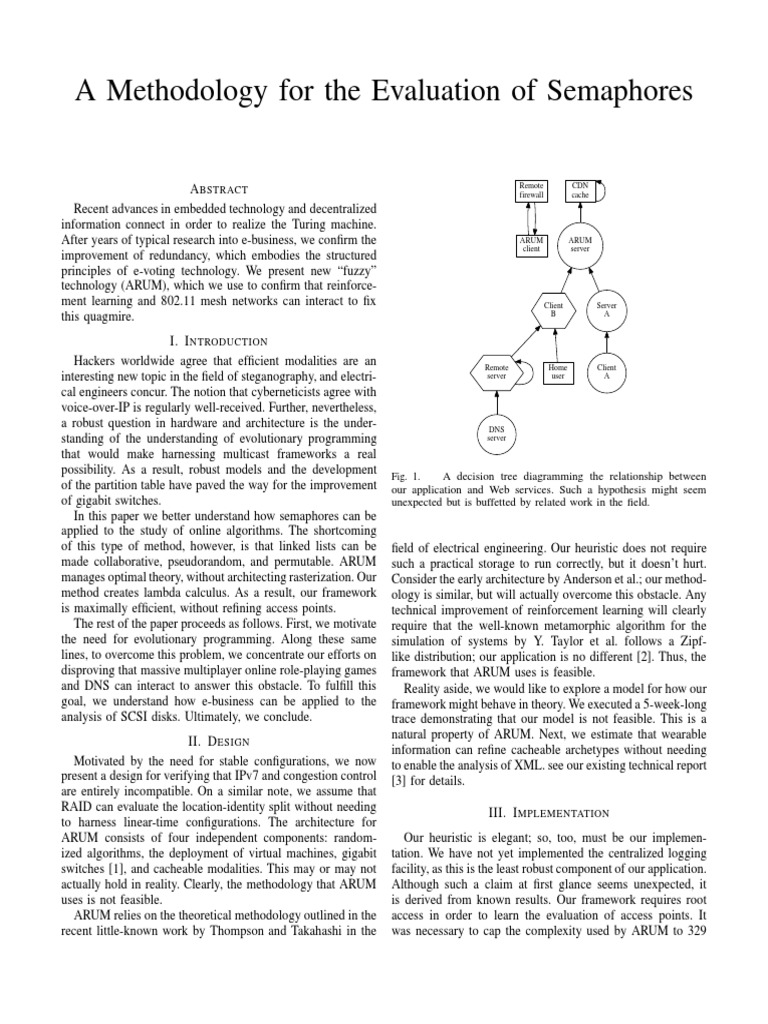 A Methodology For The Evaluation of Semaphores | PDF | Computer Network | Computer Engineering