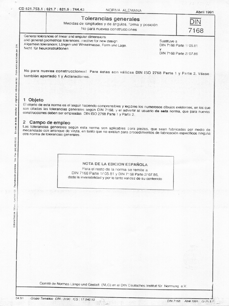 Din 7168 Tolerancias Generales PDF | PDF