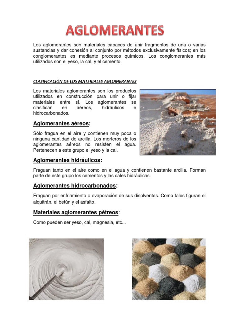 AGLOMERANTES | PDF | Arcilla | Cemento