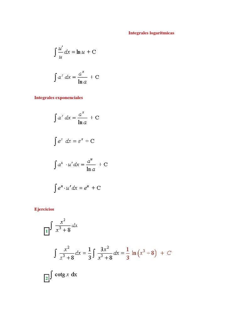 Integrales Logaritmicas | PDF