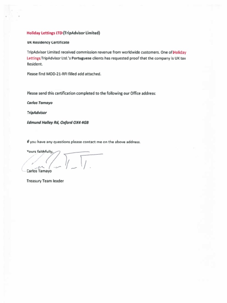 2018 - Mod. 21-RFI - Holiday Lettings | PDF