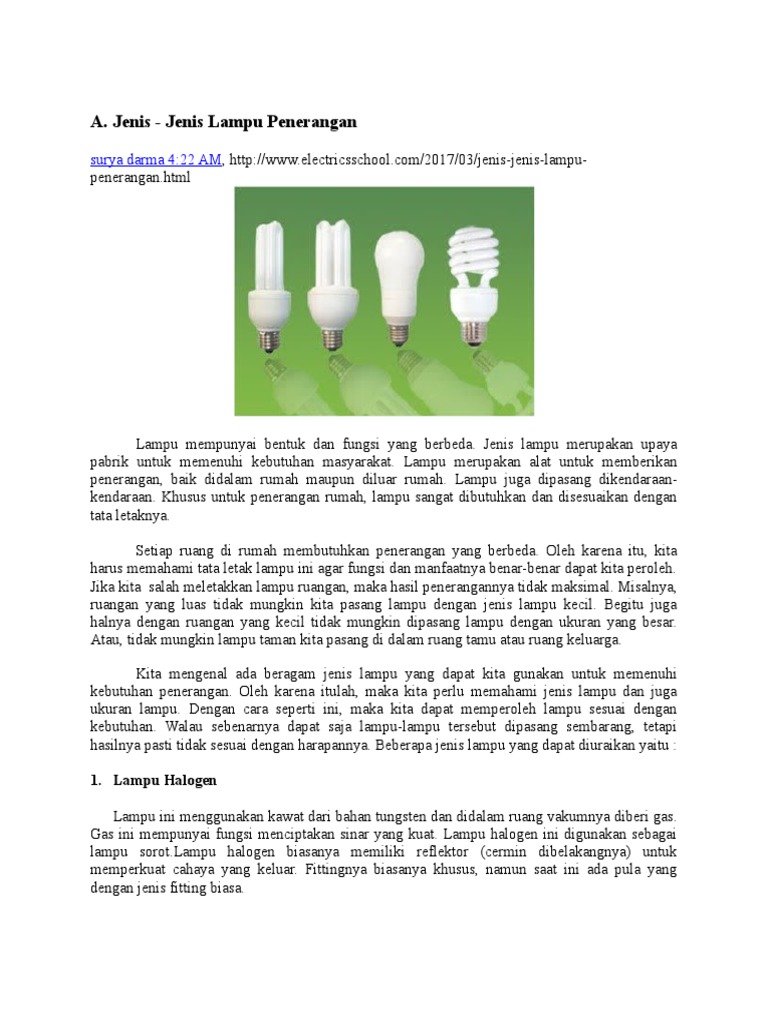 Jenis-Jenis Lampu | PDF
