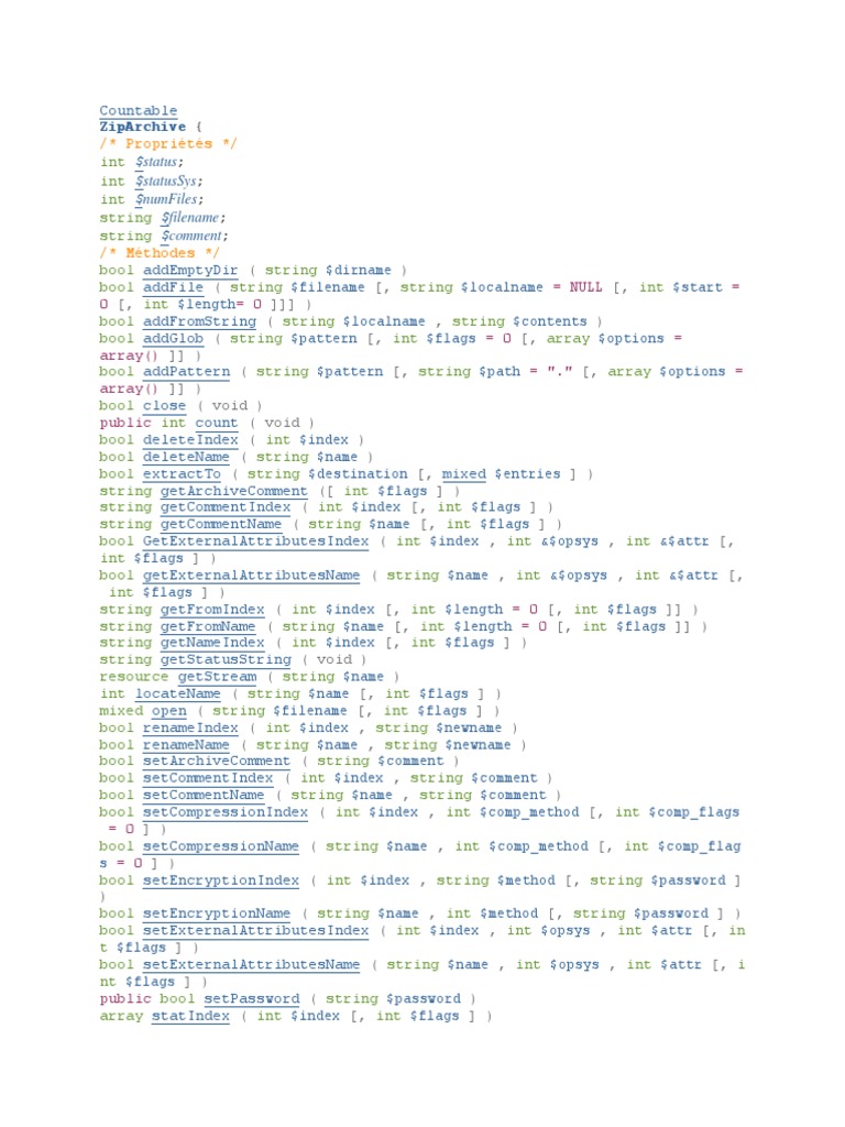 PHP ZipArchive Class Guide | PDF