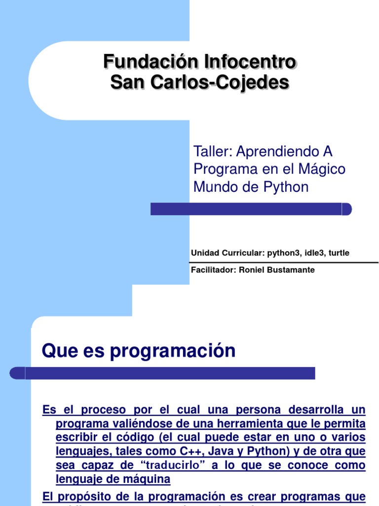 Diapositivas Taller Python | PDF | Programación de computadoras ...