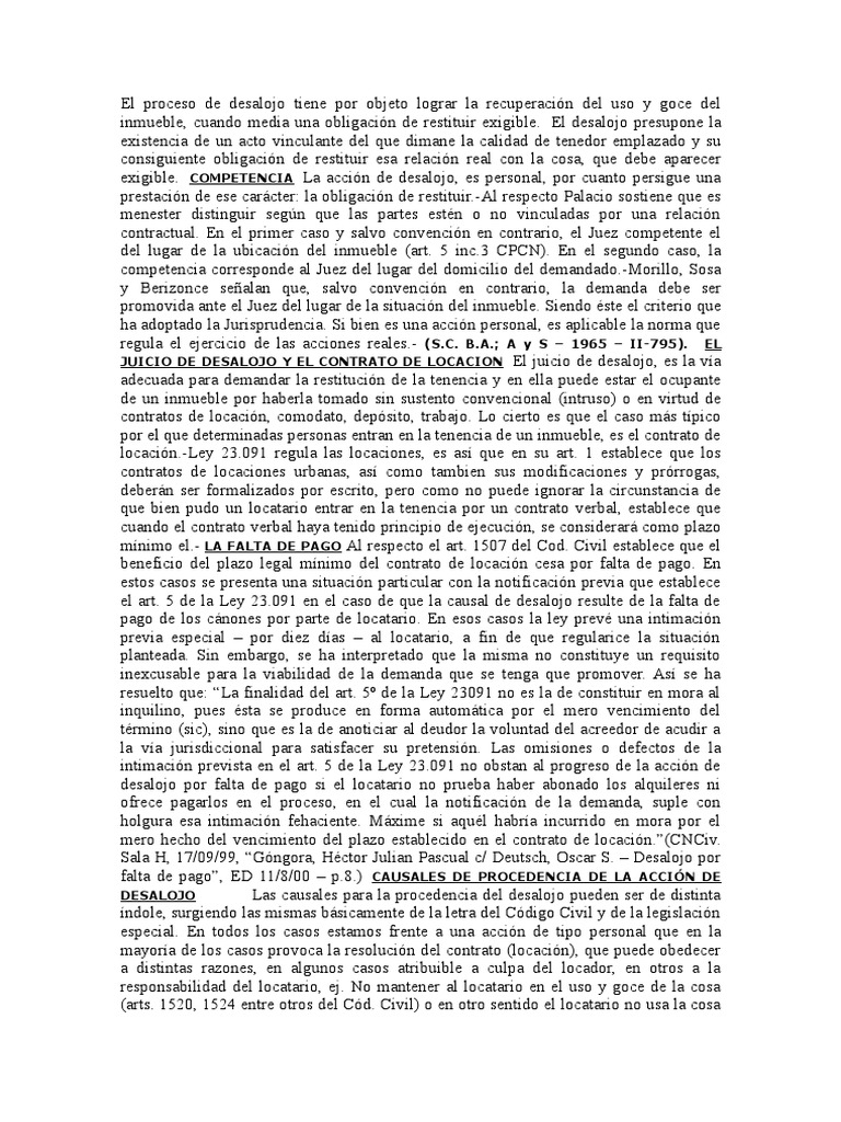 Proceso de Desalojo: Normativa y Causales | PDF | Pagos | Justicia