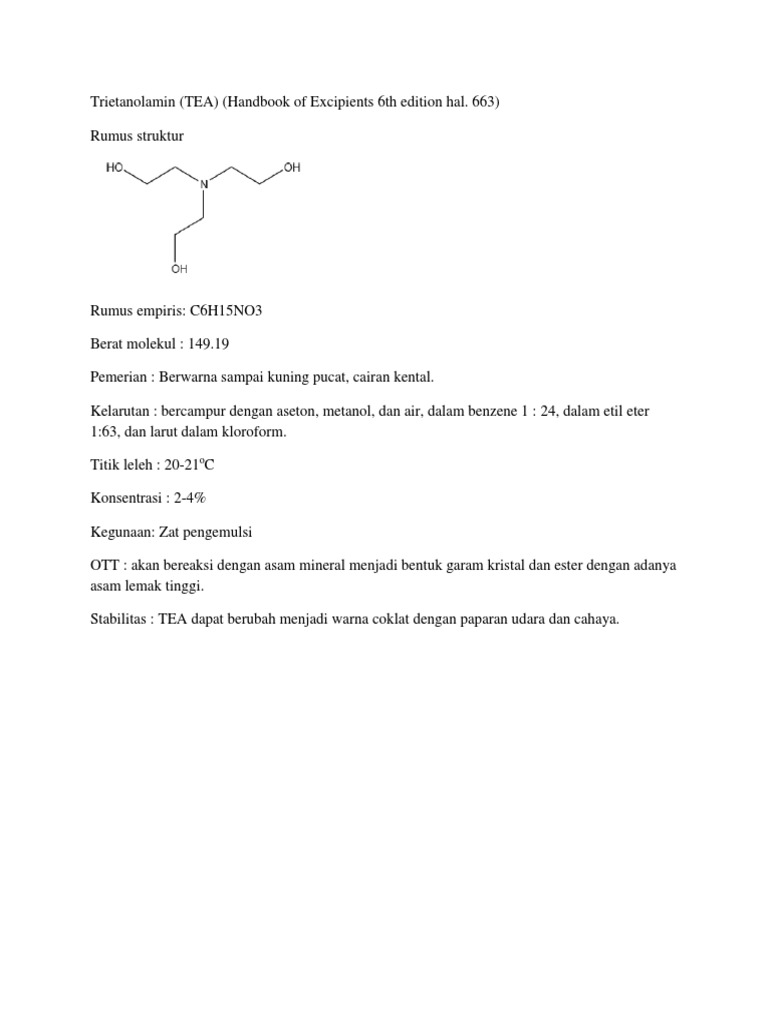 Fungsi dan Struktur Trietanolamin | PDF