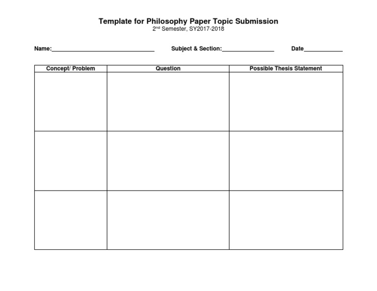 Philosophy Paper Topic Template | PDF
