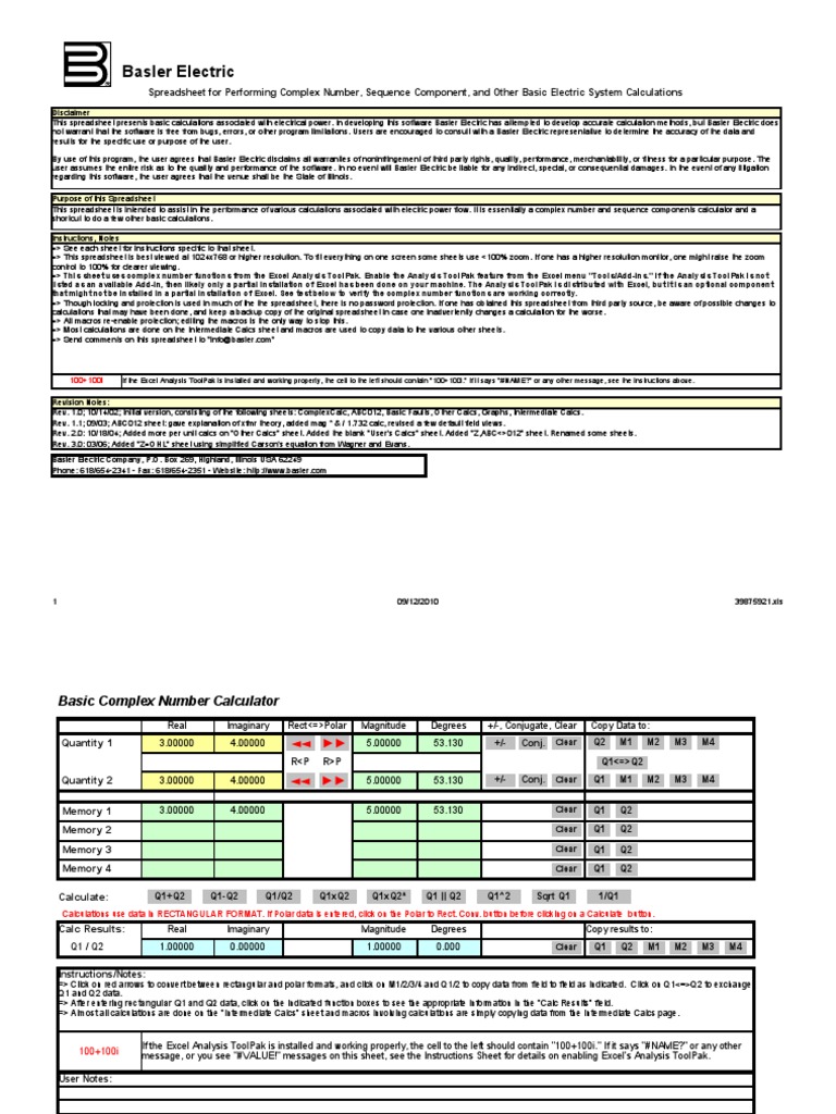 Electrical Calculation Spreadsheet | PDF | Microsoft Excel | Electrical ...