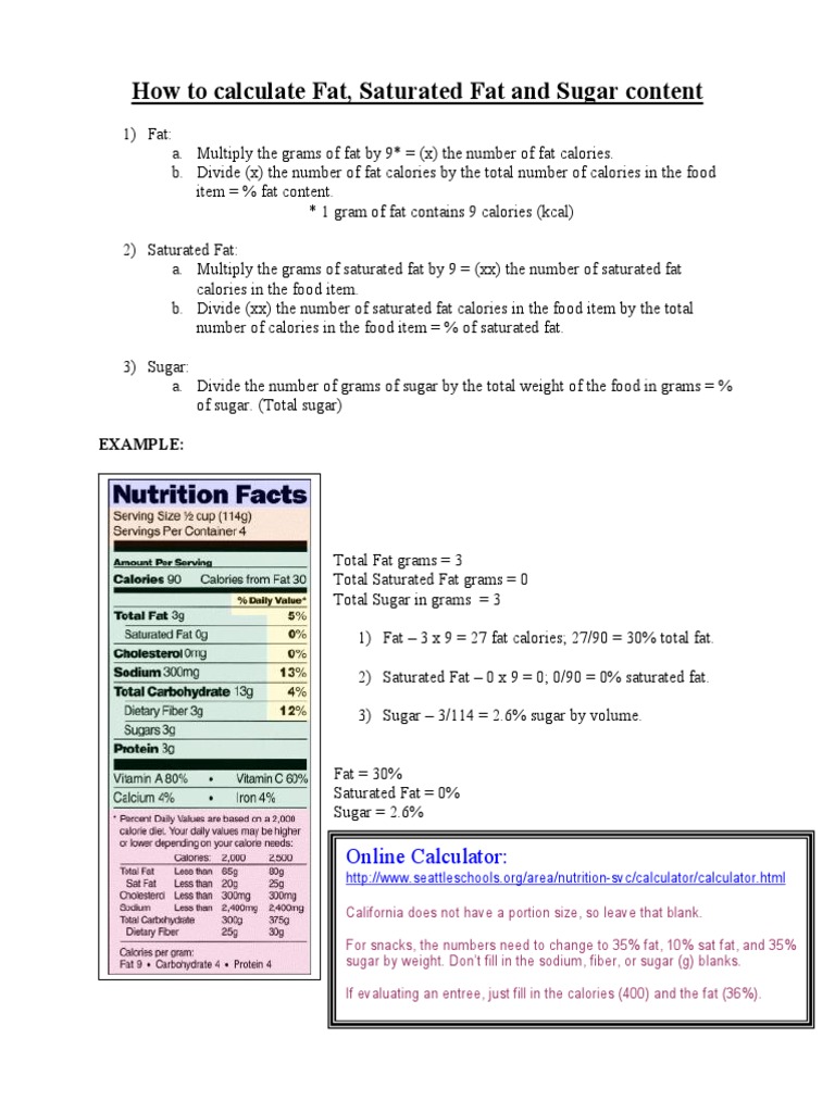 Nutrient Calculation Guide | PDF | Calorie | Fat