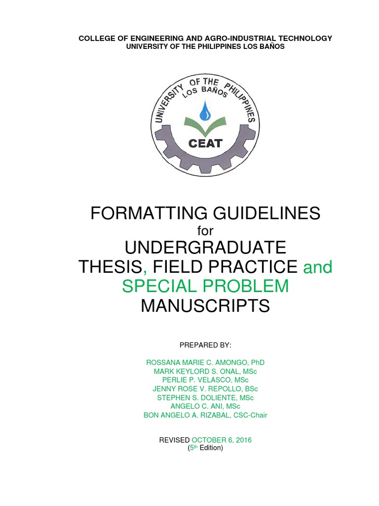 06 Ceat Thesis Format Guidelines Final Revised 5th Edition 100616 | PDF ...