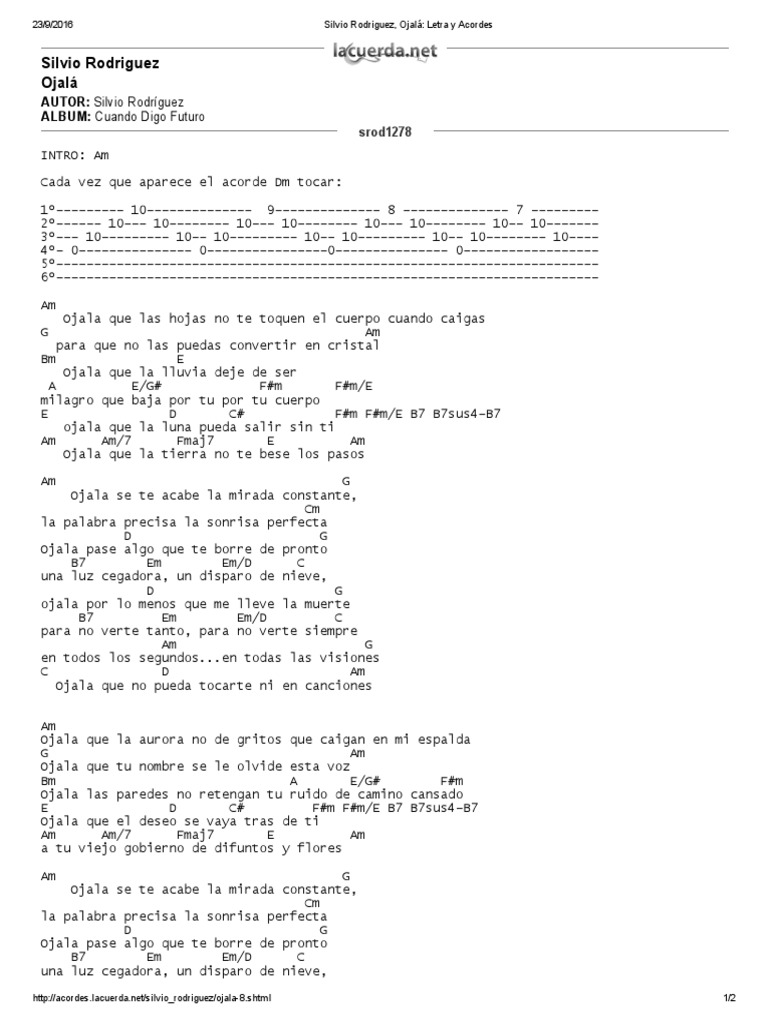 Silvio Rodriguez, Ojalá - Letra y Acordes | PDF | Ocio ...