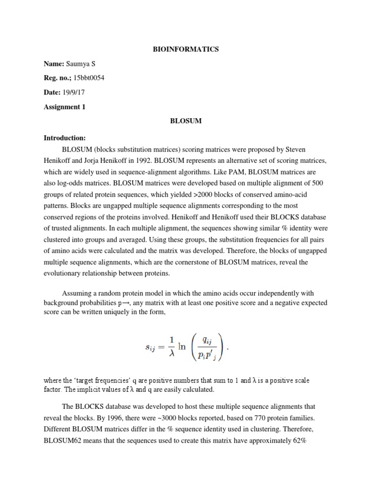 BLOSUM | PDF | Sequence Alignment | Computational Biology