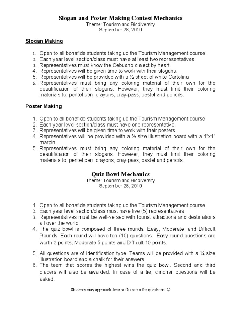 Contest Mechanics Updated | PDF | Home & Garden