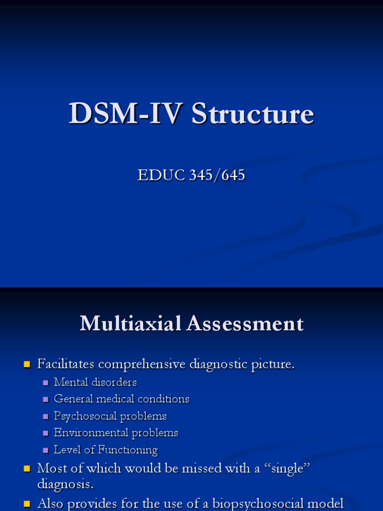 DSM-IV Multiaxial Assessment Overview | PDF | Diagnostic And ...